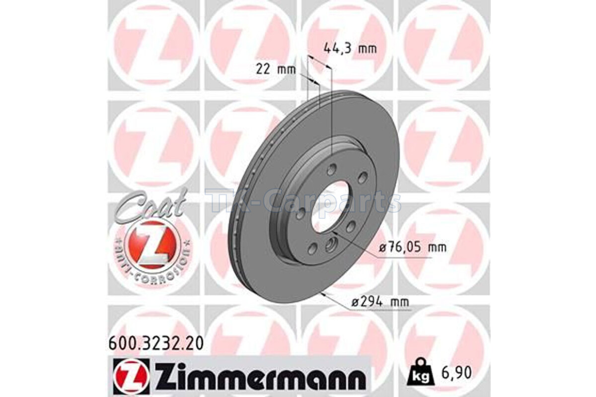 VW Bus T5 T6 T6.1 Bremsscheibe innenbelüftet hinten 294 x 22 PR-2E3,